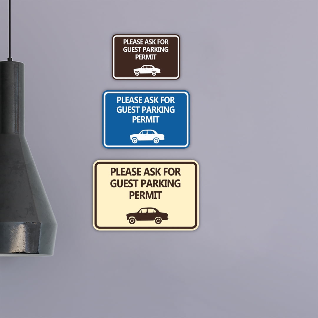 Classic Framed Please Ask For Guest Parking Permit Sign (Ivory/Dark ...