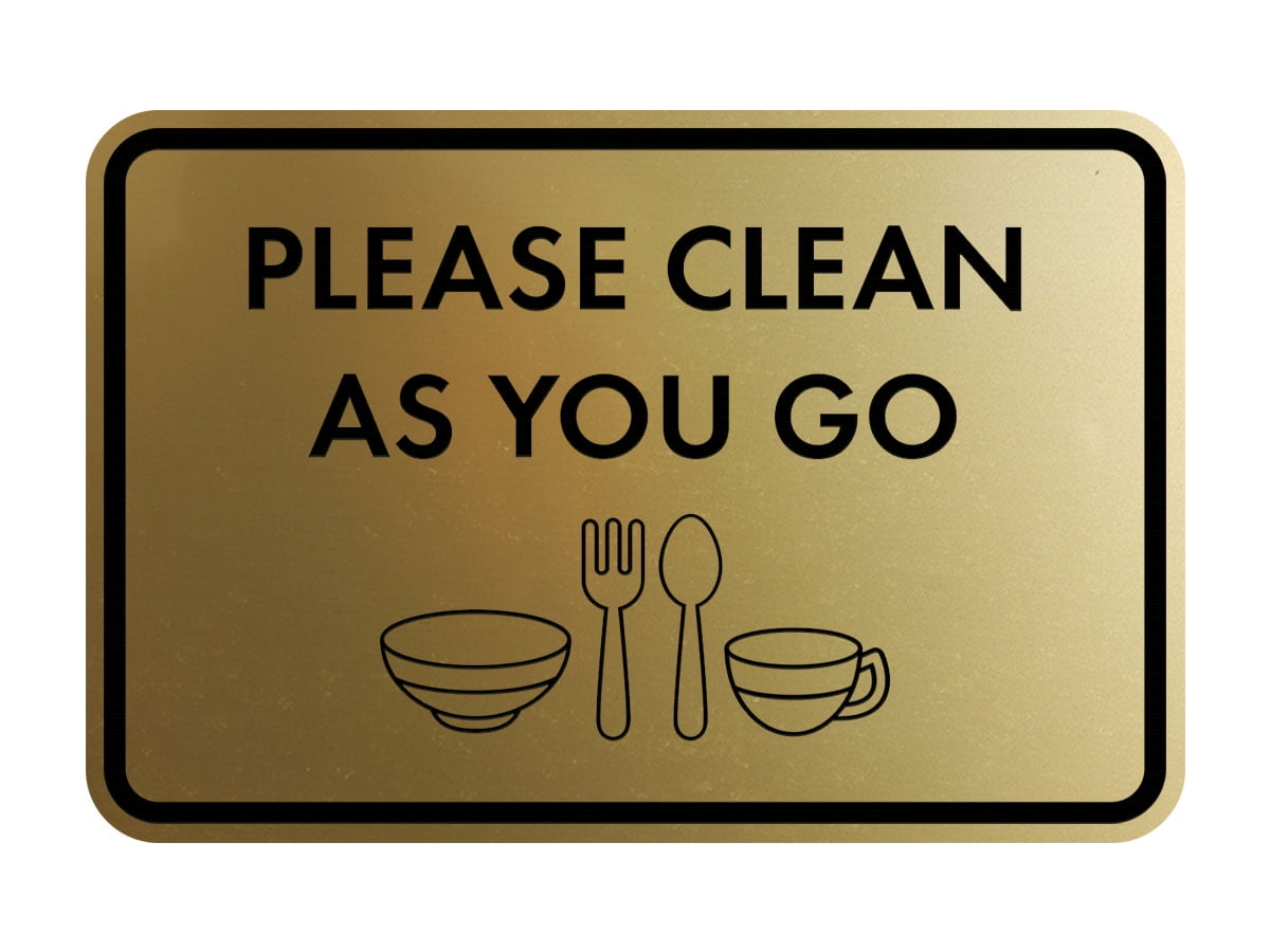 Classic Framed Please Clean As You Go Sign (Brushed Gold) - Large ...