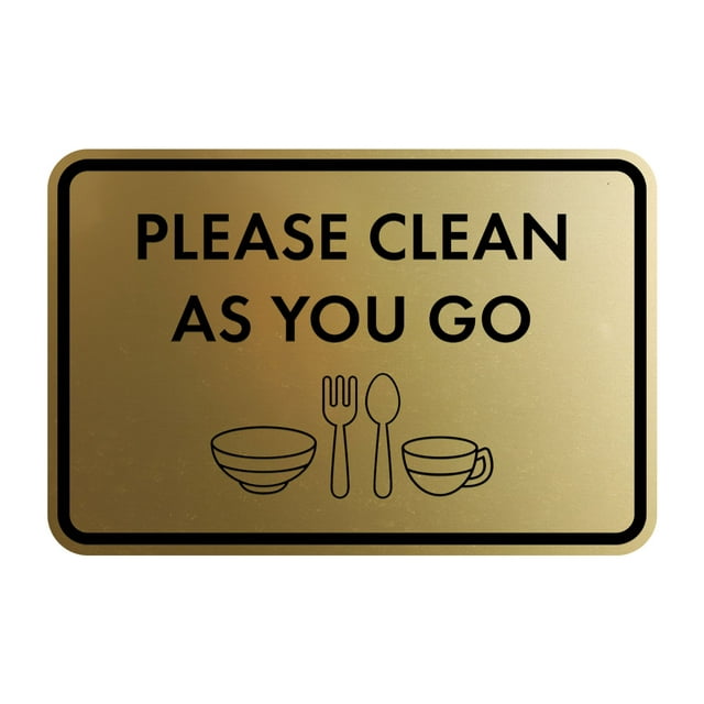 Classic Framed Please Clean As You Go Sign (Brushed Gold) - Small ...