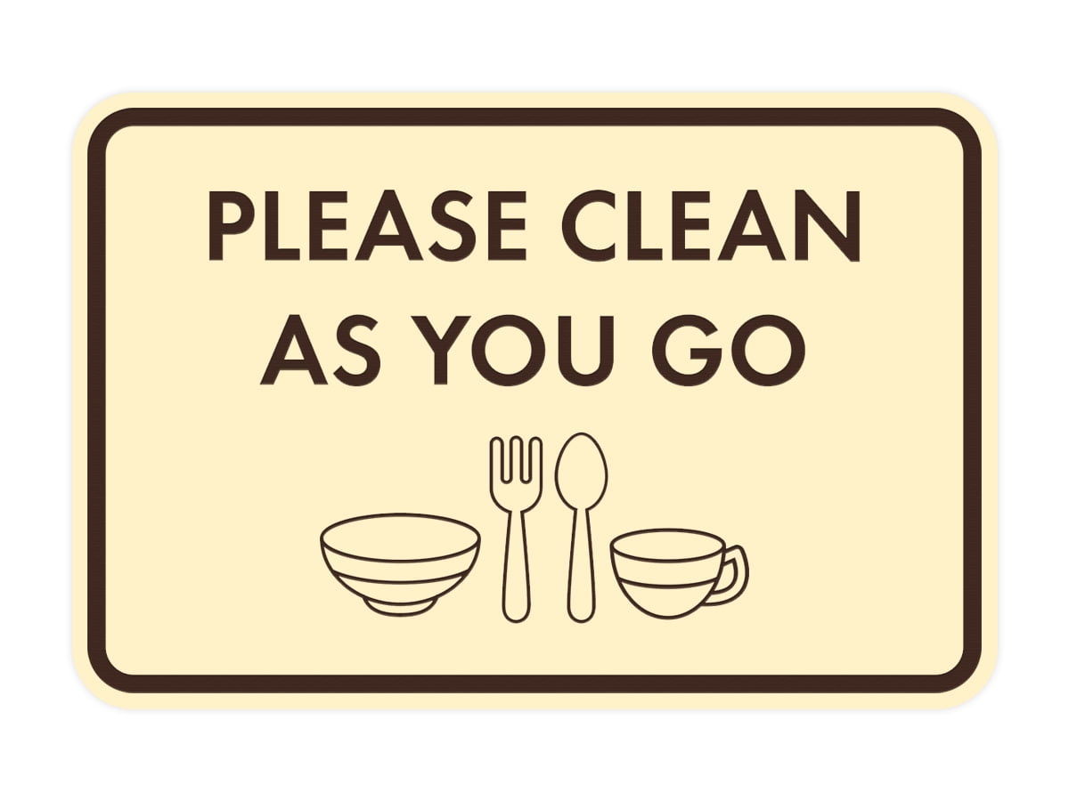 Classic Framed Please Clean As You Go Sign (Ivory/Dark Brown) - Small ...