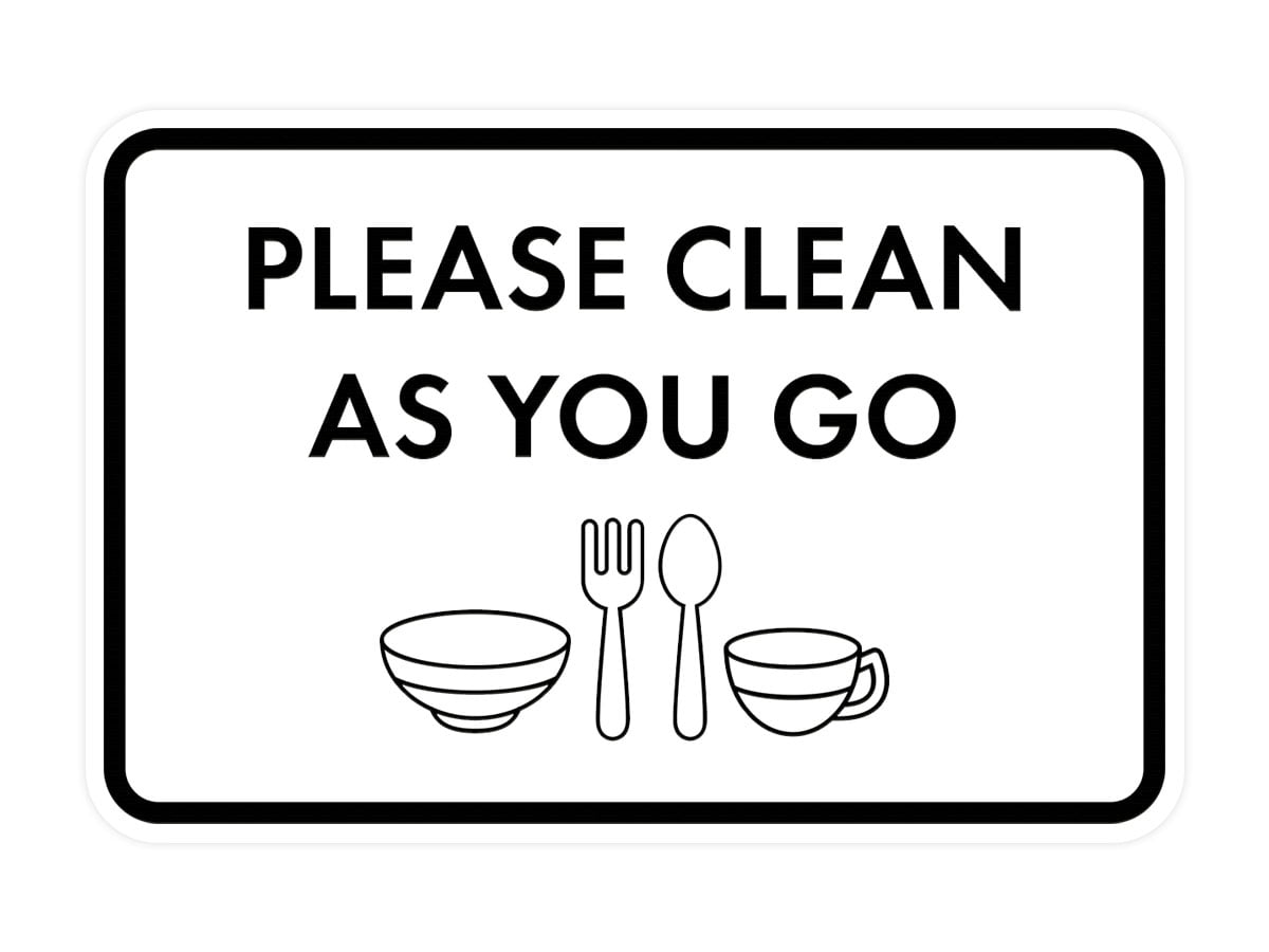 Classic Framed Please Clean As You Go Sign (White) - Large - Walmart.com