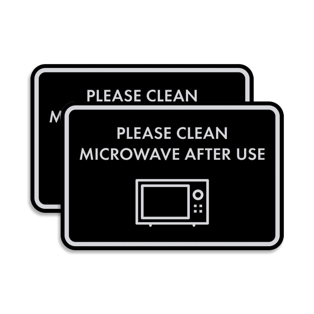 Classic Framed Please Clean Microwave After Use Sign (Black/Silver ...