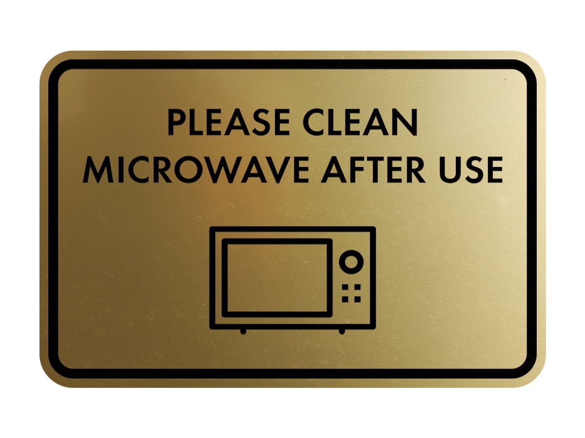 Classic Framed Please Clean Microwave After Use Sign (Brushed Gold ...
