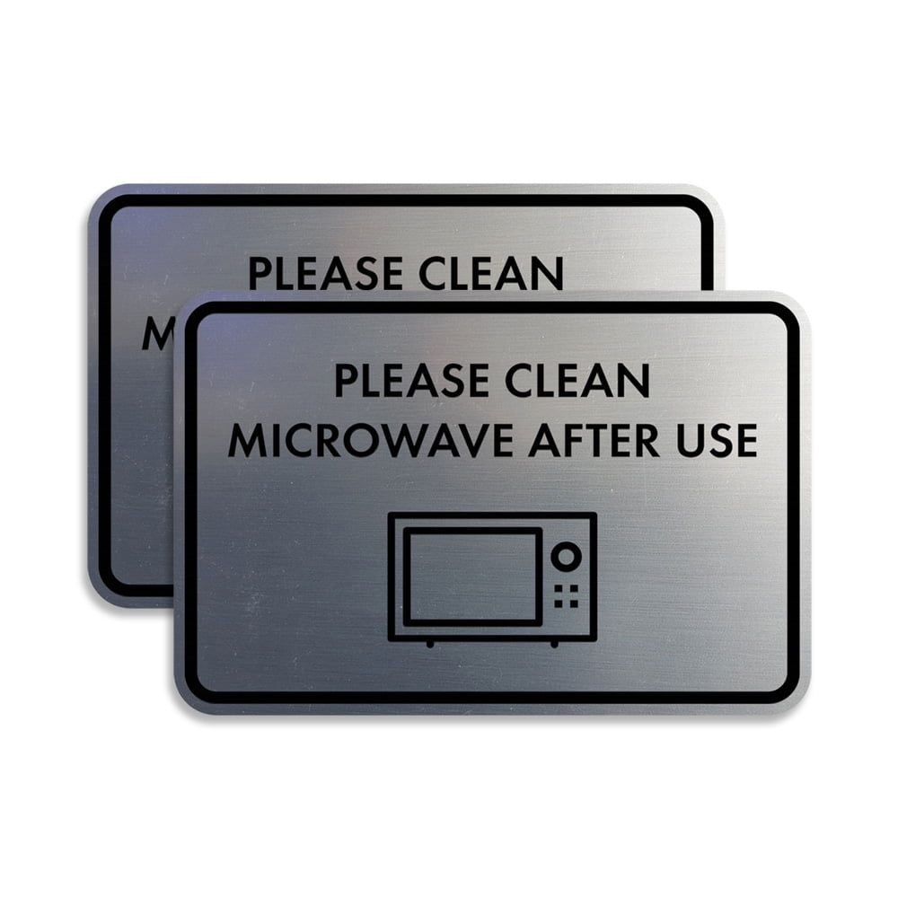 Classic Framed Please Clean Microwave After Use Sign (Brushed Silver ...