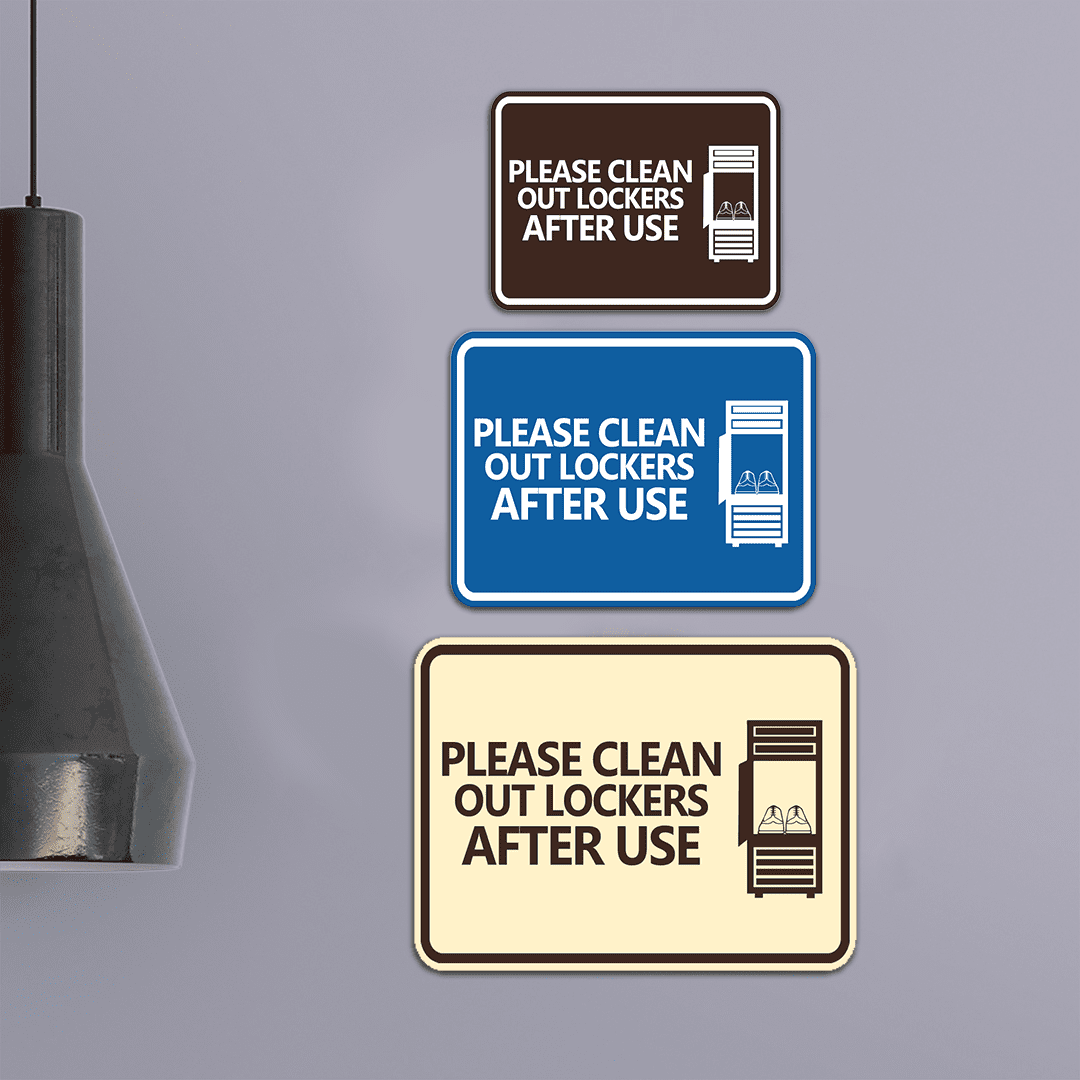 Classic Framed Please Clean Out Lockers After Use Sign (Blue) - Medium ...