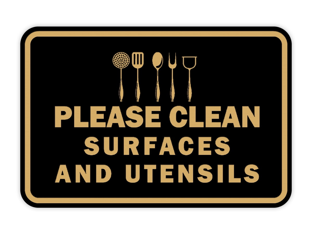 Classic Framed Please Clean Surfaces and Utensils Sign (Black Gold ...