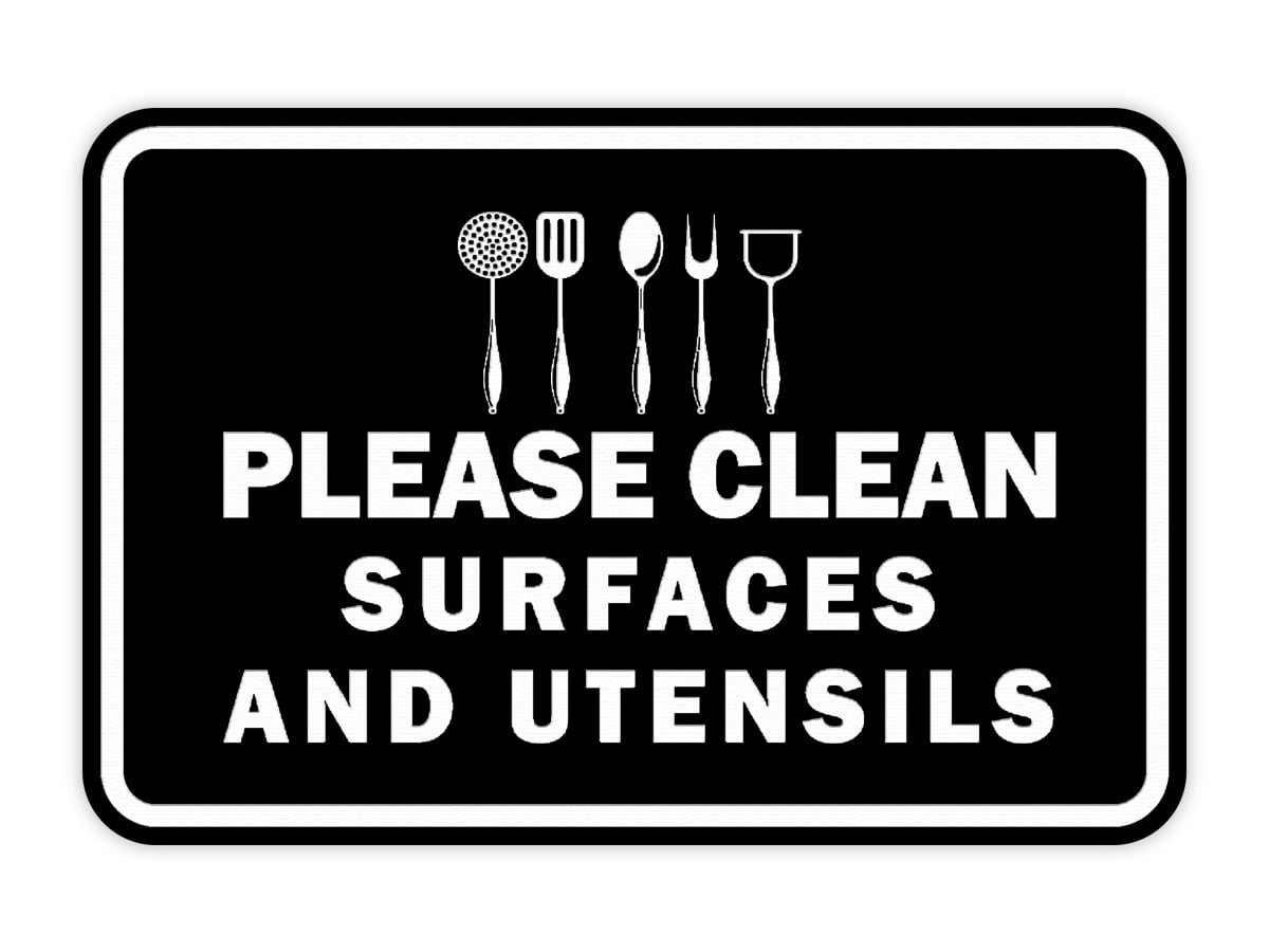 Classic Framed Please Clean Surfaces and Utensils Sign (Black) - Small ...