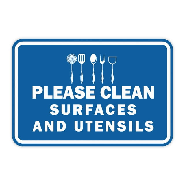 Classic Framed Please Clean Surfaces and Utensils Sign (Blue) - Medium ...