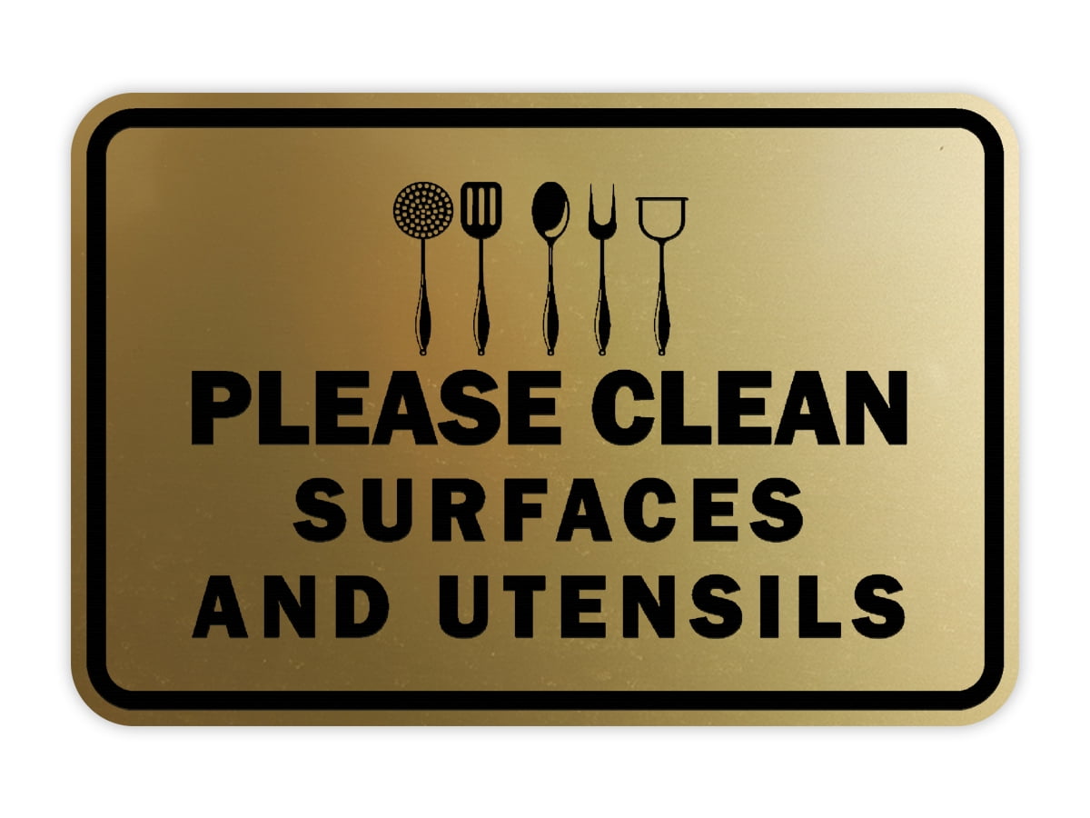 Classic Framed Please Clean Surfaces and Utensils Sign (Brushed Gold ...