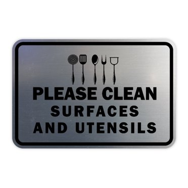 Classic Framed Please Keep Kitchen Clean Sign (Navy Blue / White ...
