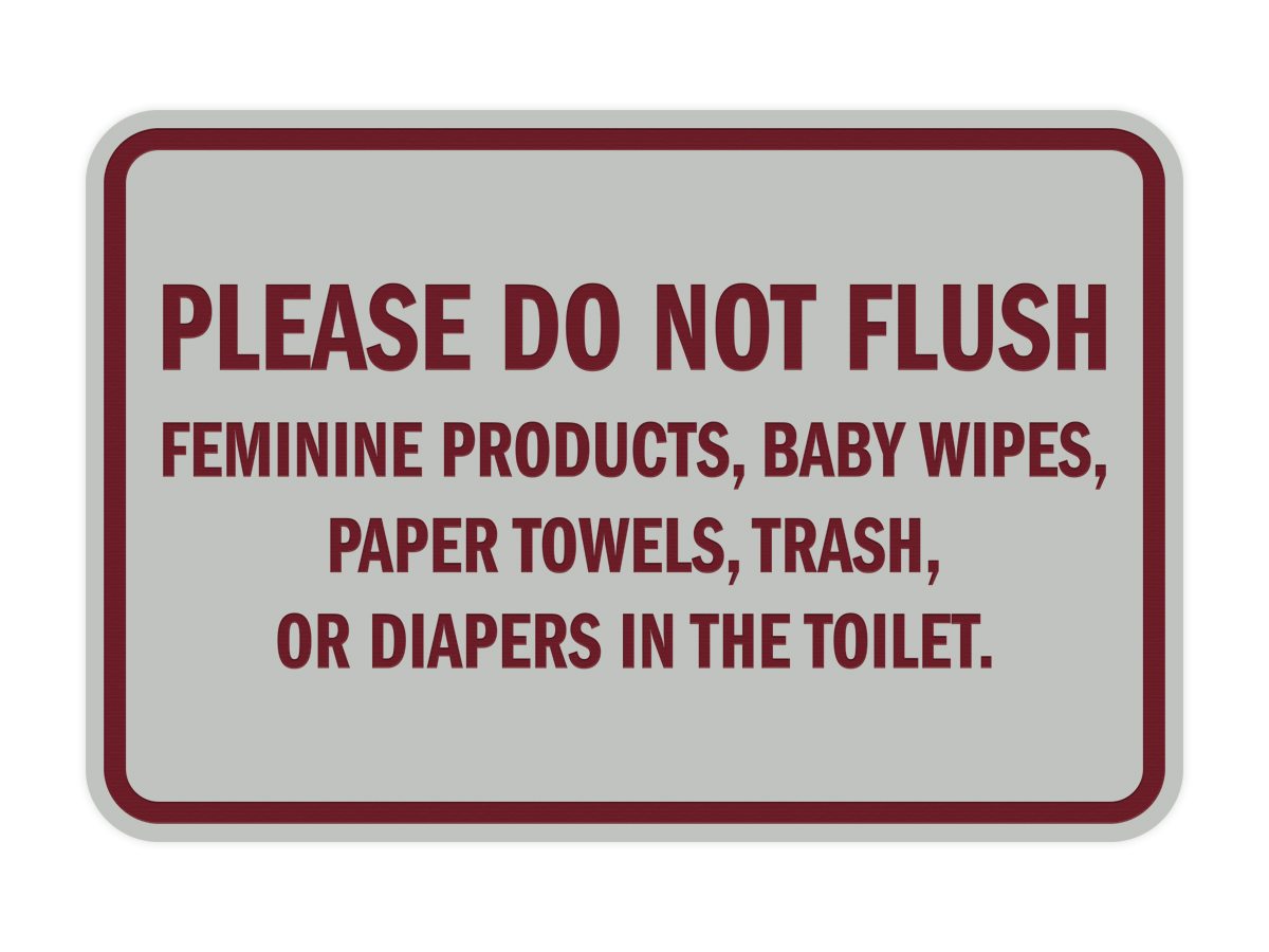 Classic Framed Please Do Not Flush Etiquette (Light Grey / Burgundy ...