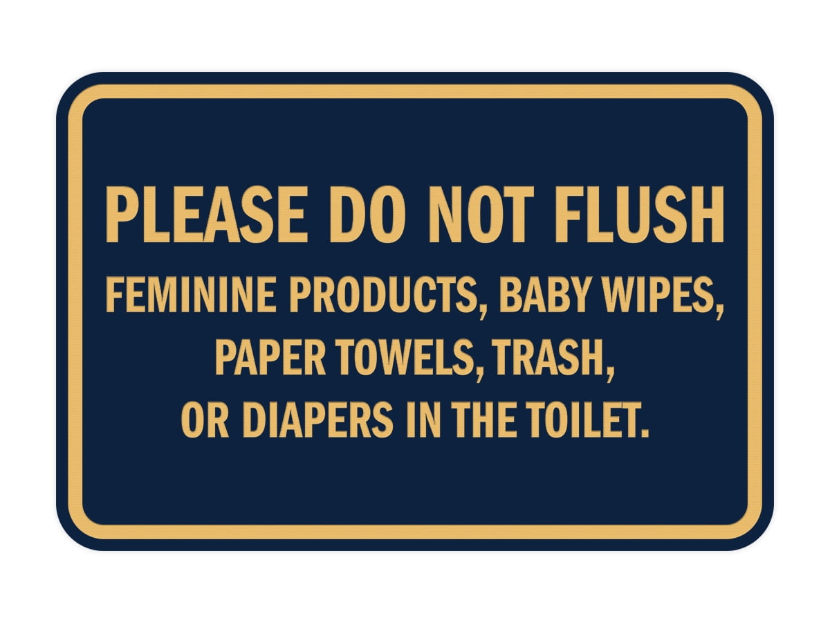 Classic Framed Please Do Not Flush Etiquette (Navy Blue/Gold) - Medium ...