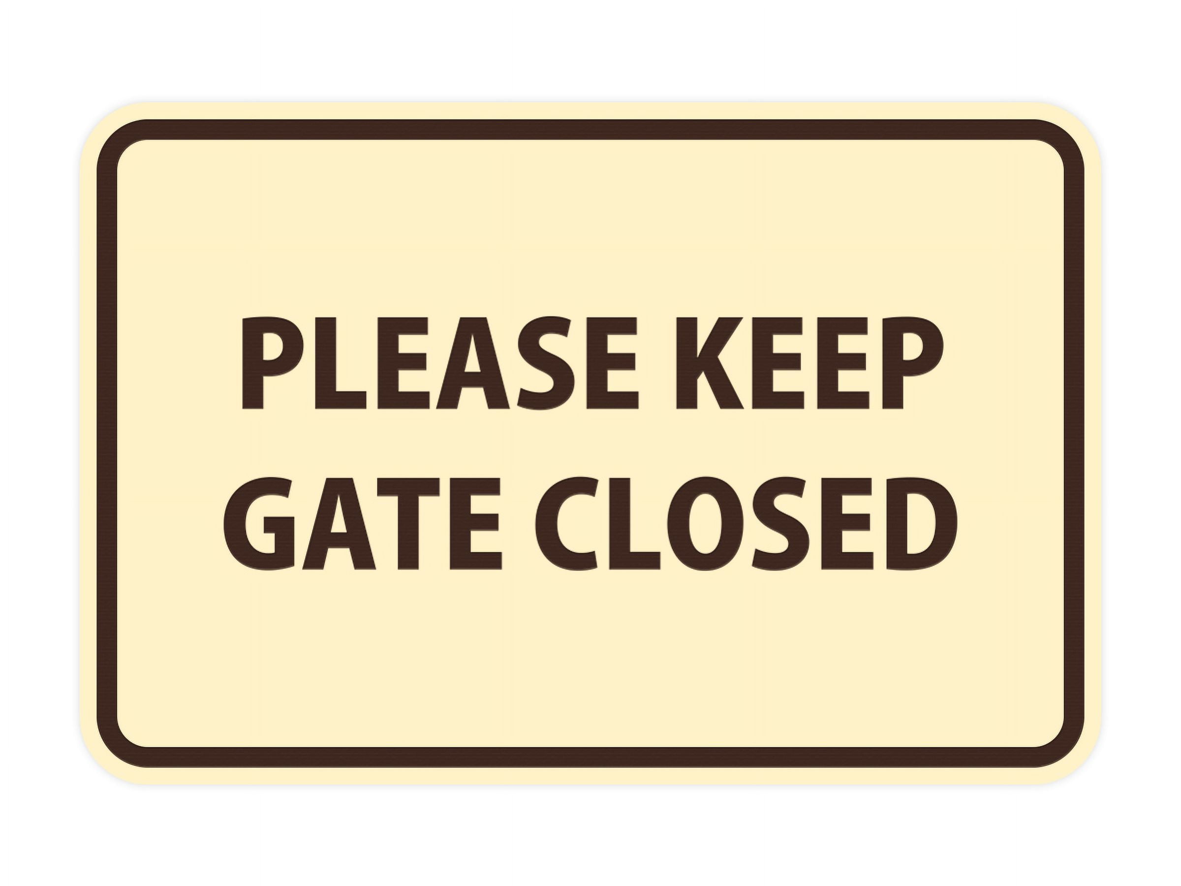 Classic Framed Please Keep Gate Closed (Ivory/Dark Brown) - Large ...