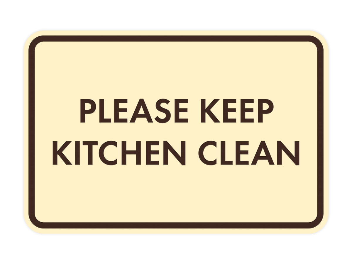 Classic Framed Please Keep Kitchen Clean Sign (Ivory/Dark Brown ...