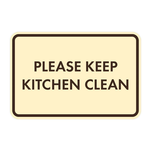 Classic Framed Please Keep Kitchen Clean Sign (Ivory/Dark Brown ...