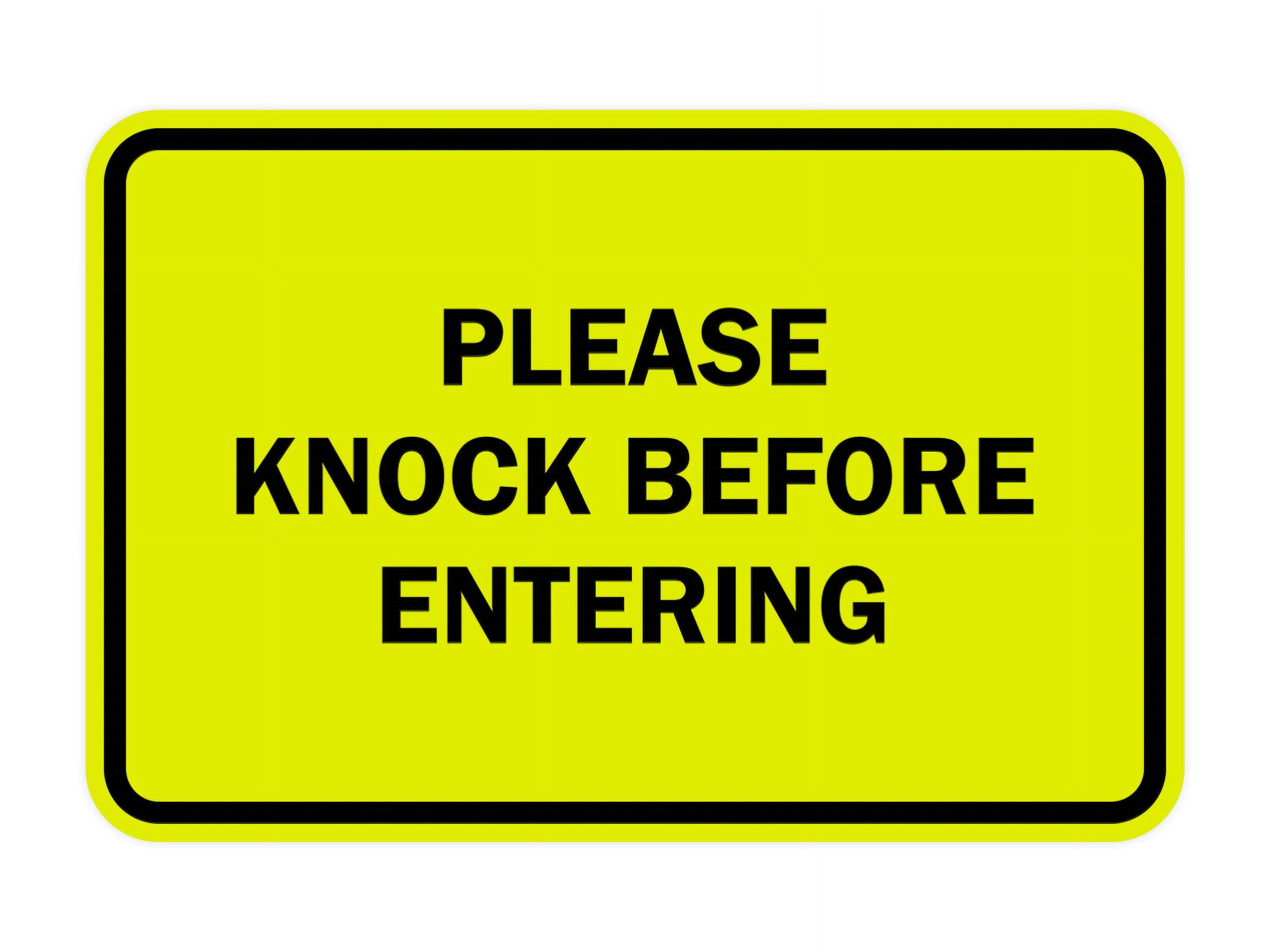 Classic Framed Please Knock Before Entering (Yellow / Black) - Large ...