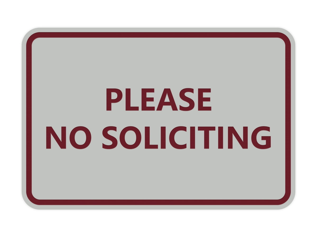 Classic Framed Please No Soliciting Sign (Light Grey / Burgundy ...