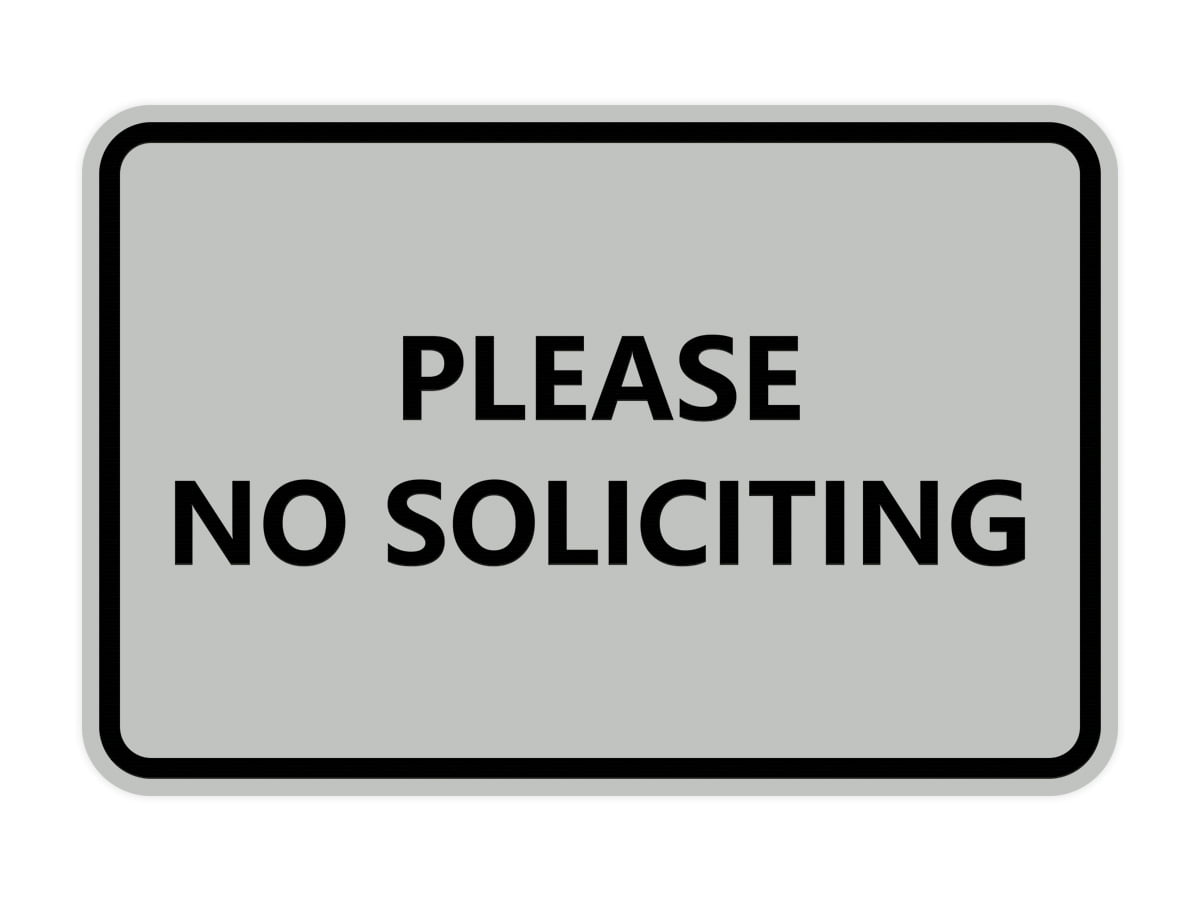 Classic Framed Please No Soliciting Sign (Lt Gray) - Small - Walmart.com