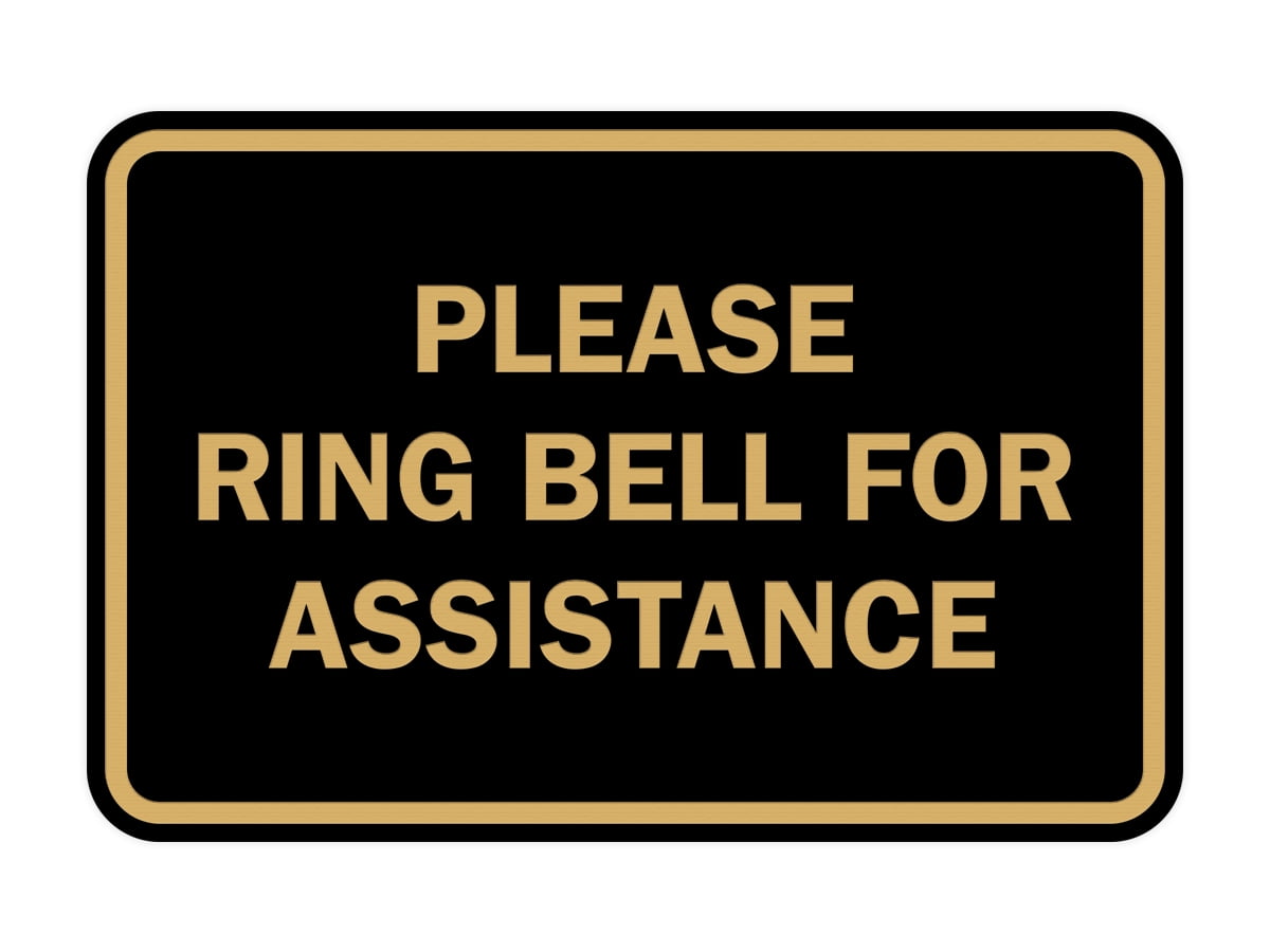 Classic Framed Please Ring Bell For Assistance Sign (Black Gold ...