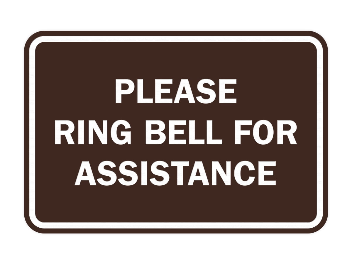 Classic Framed Please Ring Bell For Assistance Sign (Dark Brown ...