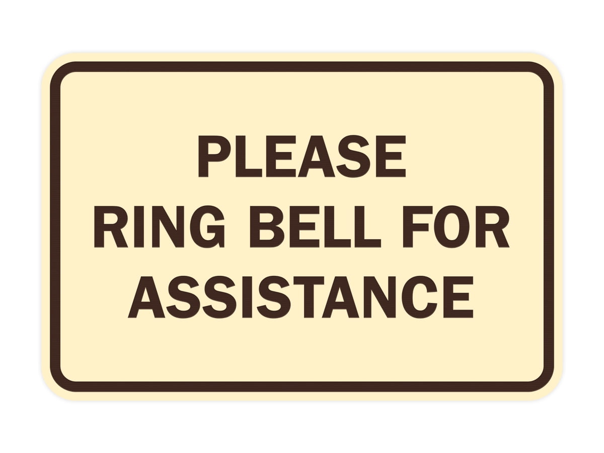 Classic Framed Please Ring Bell For Assistance Sign (Ivory/Dark Brown ...