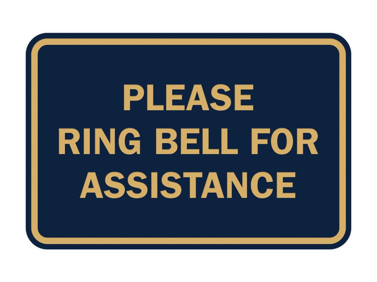 Classic Framed Please Ring Bell For Assistance Sign (Navy Blue/Gold ...