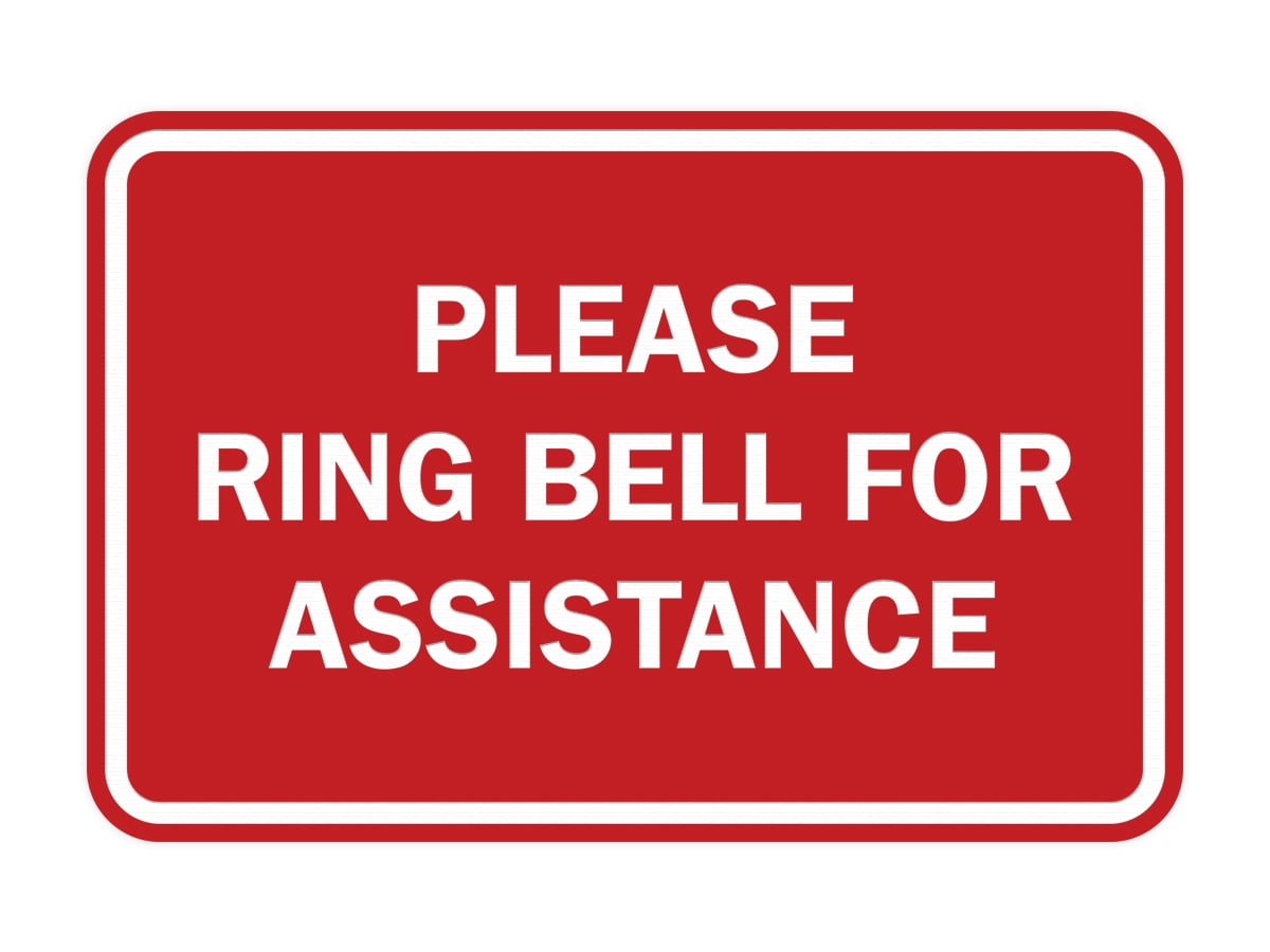Classic Framed Please Ring Bell For Assistance Sign (Red) - Medium ...
