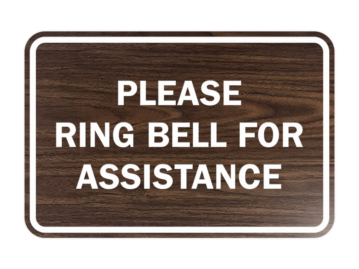 Classic Framed Please Ring Bell For Assistance Sign (Walnut) - Small ...