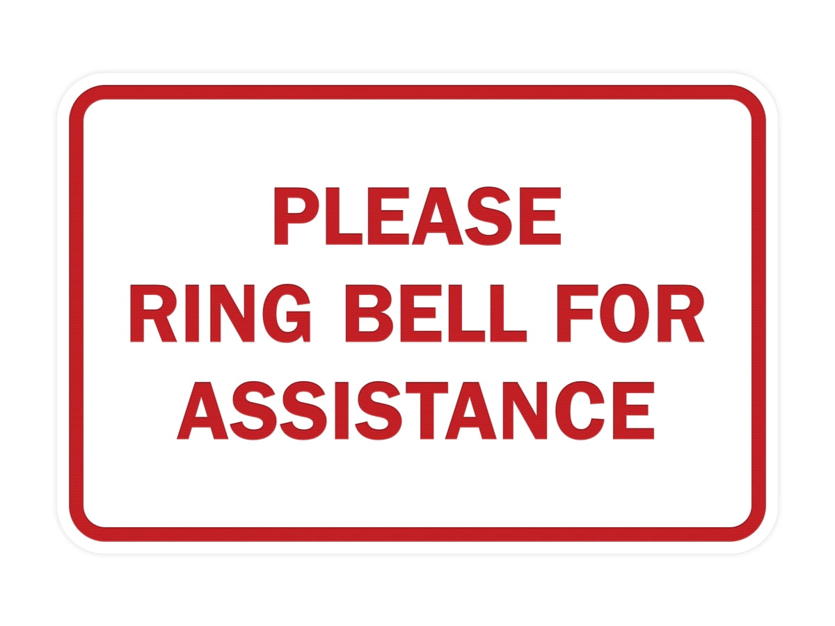 Classic Framed Please Ring Bell For Assistance Sign (White/Red ...