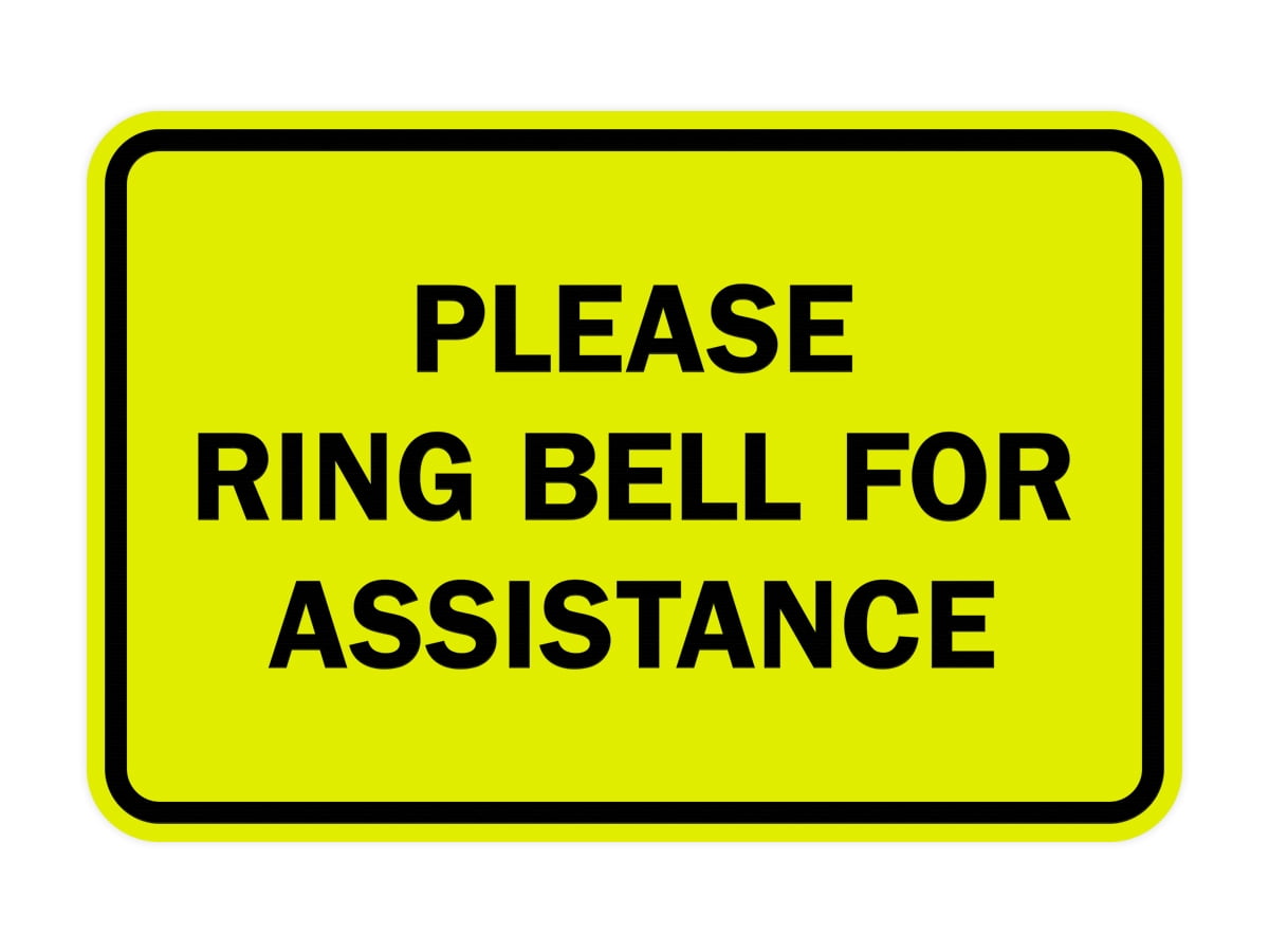 Classic Framed Please Ring Bell For Assistance Sign (Yellow / Black ...