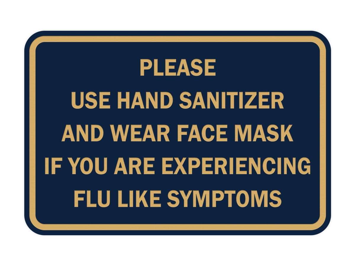 Classic Framed Please Use Hand Sanitizer and Wear Face Mask Sign (Navy ...