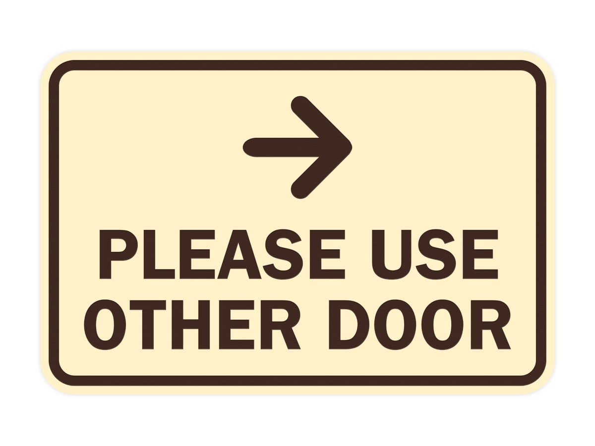 Classic Framed Please Use Other Door Right Arrow Sign (Ivory/Dark Brown ...