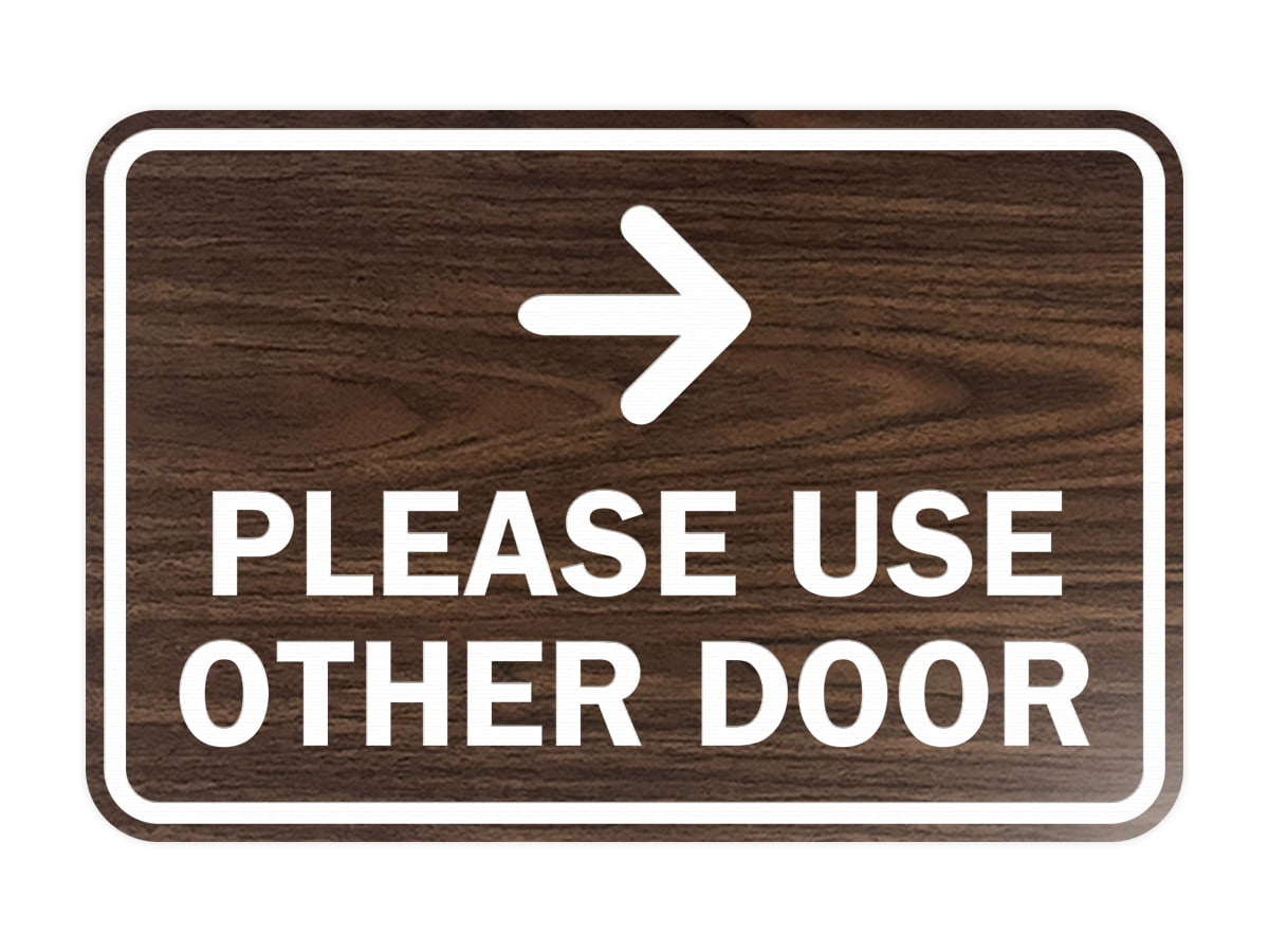 Classic Framed Please Use Other Door Right Arrow Sign (Walnut) - Small ...
