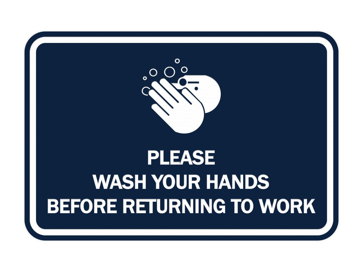 Classic Framed Please Wash Your Hands Sign (Navy Blue / White) - Medium ...