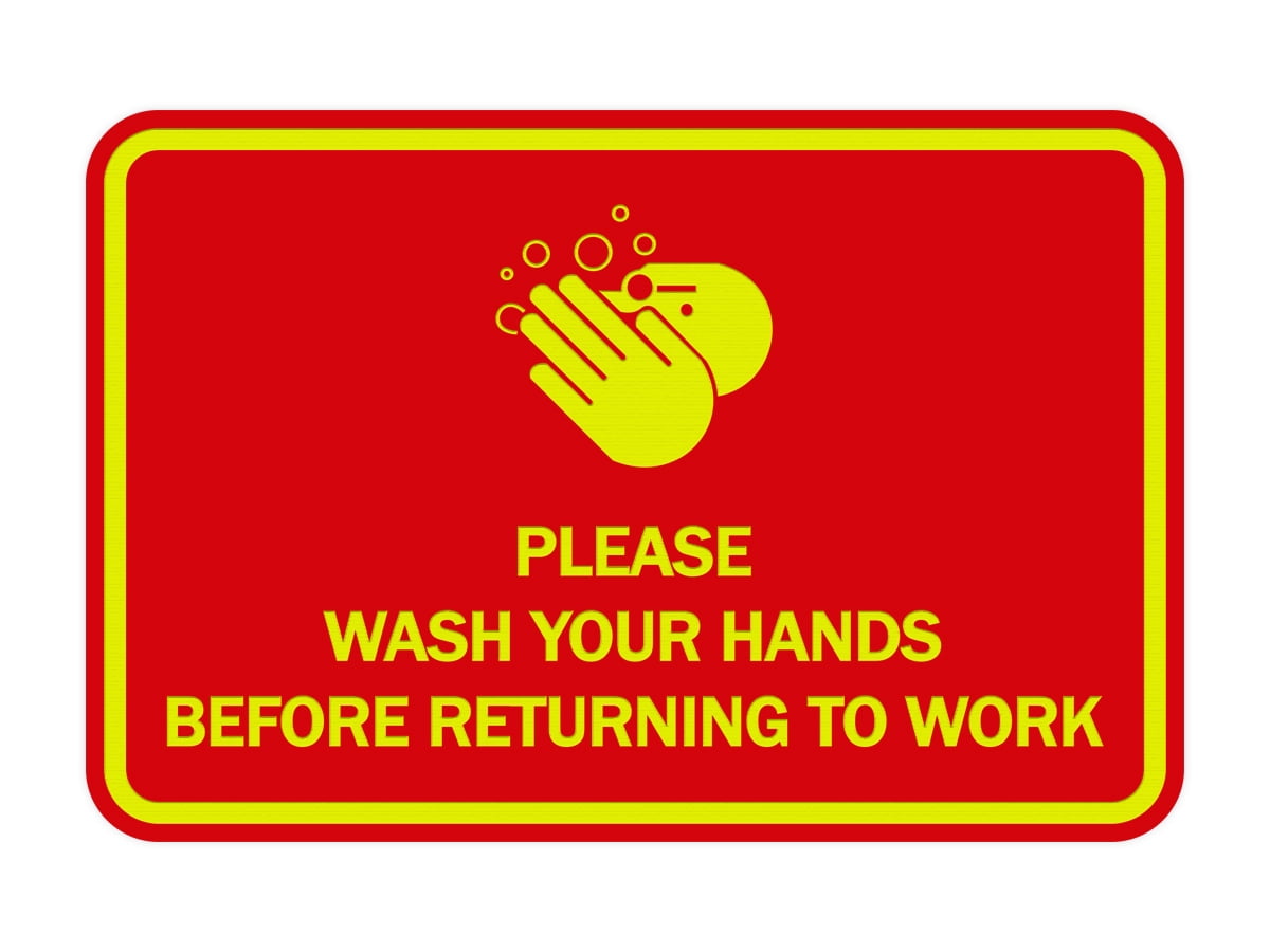Classic Framed Please Wash Your Hands Sign (Red/Yellow) - Large ...