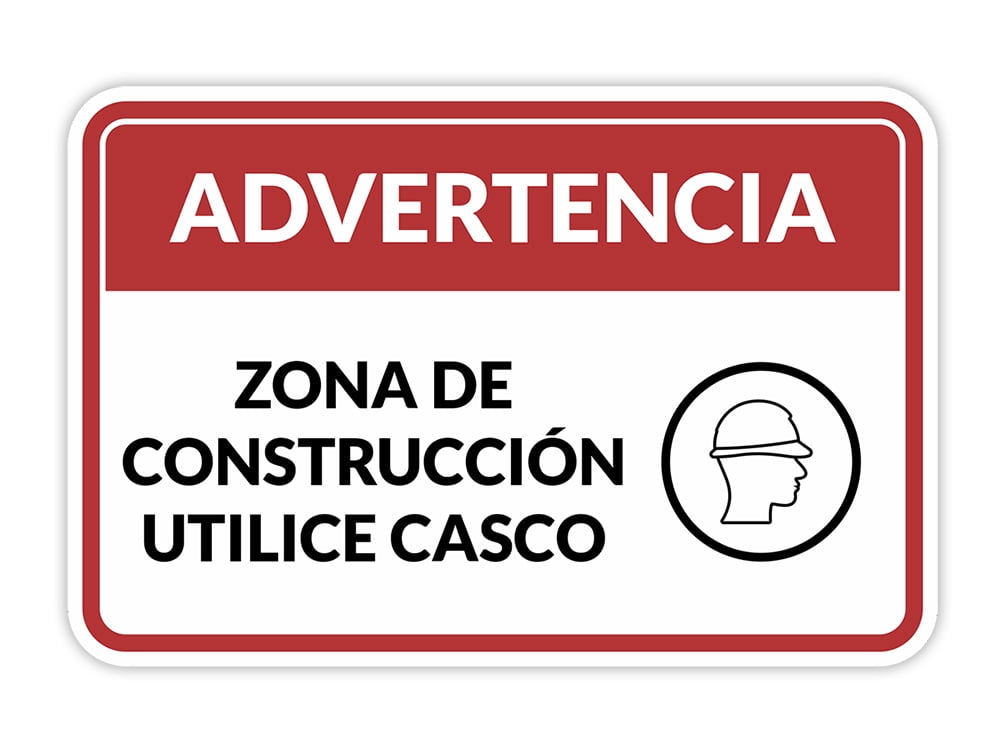 Classic Framed Plus Advertencia Zona de construcción Utilice casco Door ...