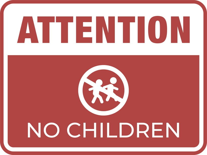 Classic Framed Plus Attention No Children Wall or Door Sign Children ...