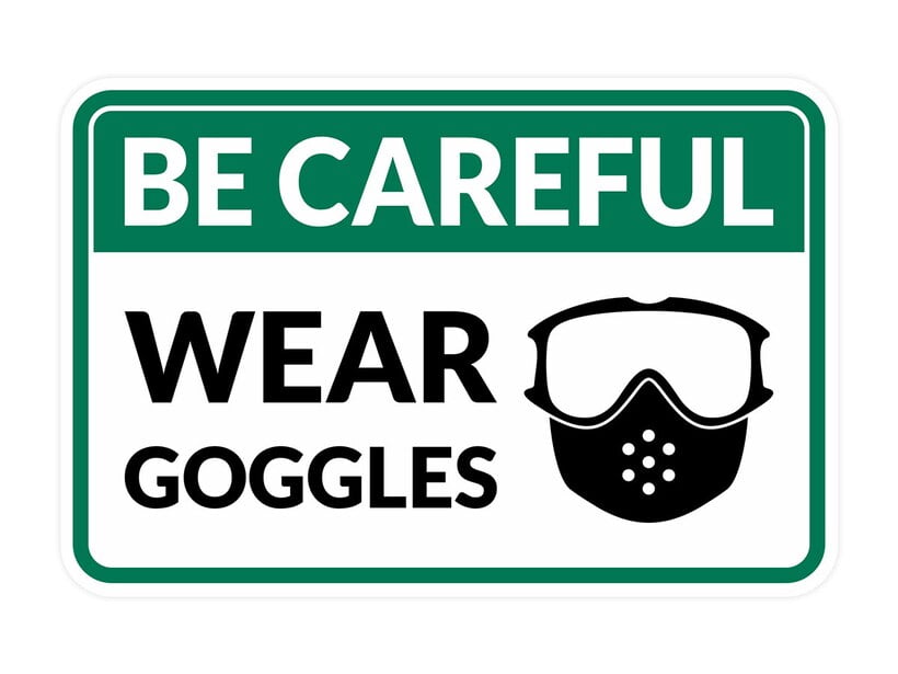 Classic Framed Plus Be Careful Wear Goggles Wall or Door Sign Workplace ...