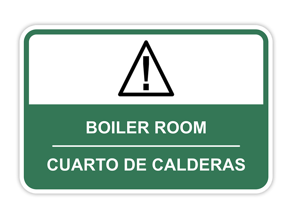 Classic Framed Plus Boiler Room Wall or Door Sign | Bilingual Spanish ...