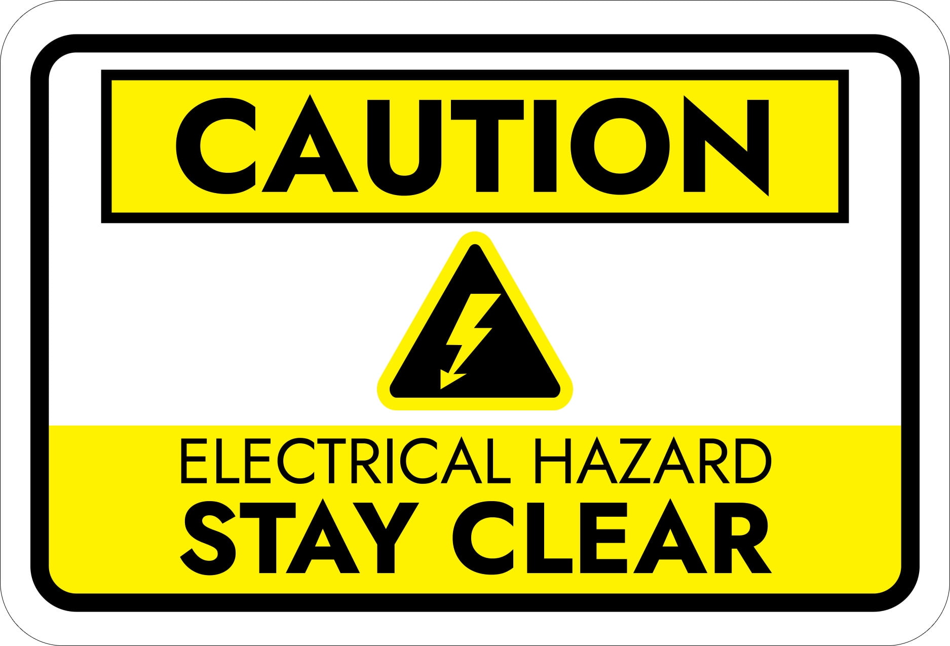 Classic Framed Plus Caution Electrical Hazard Stay Clear Door or Wall ...