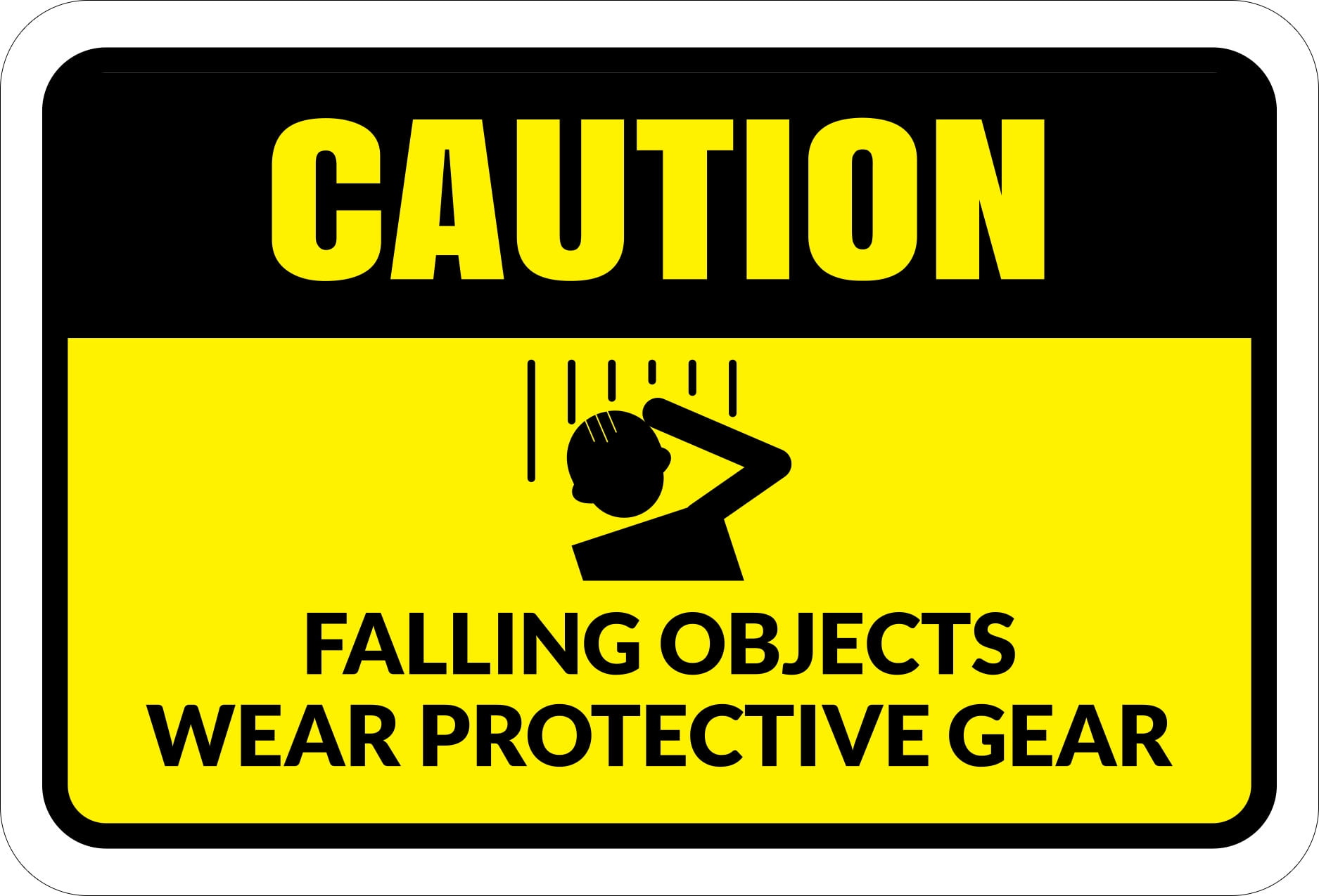 Classic Framed Plus Caution Falling Objects Wear Protective Gear Door ...
