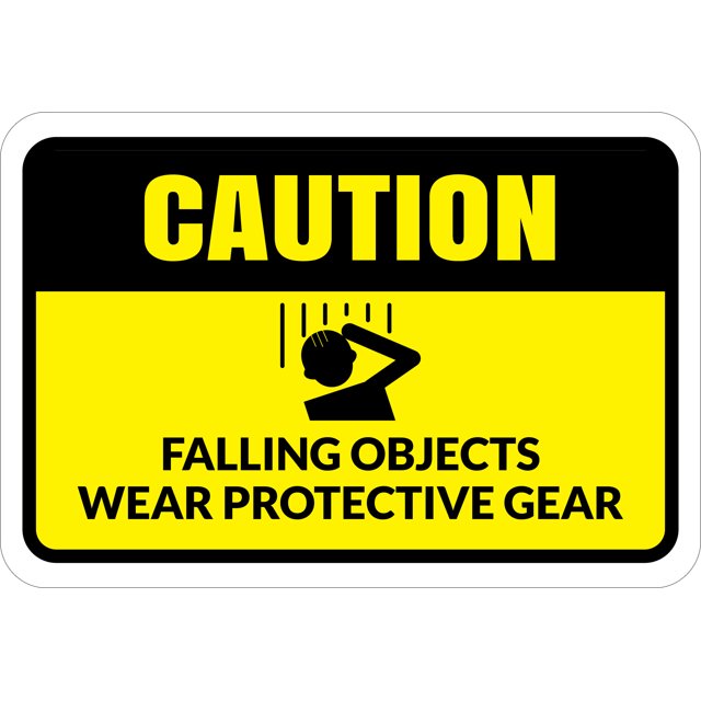 Classic Framed Plus Caution Falling Objects Wear Protective Gear Door ...