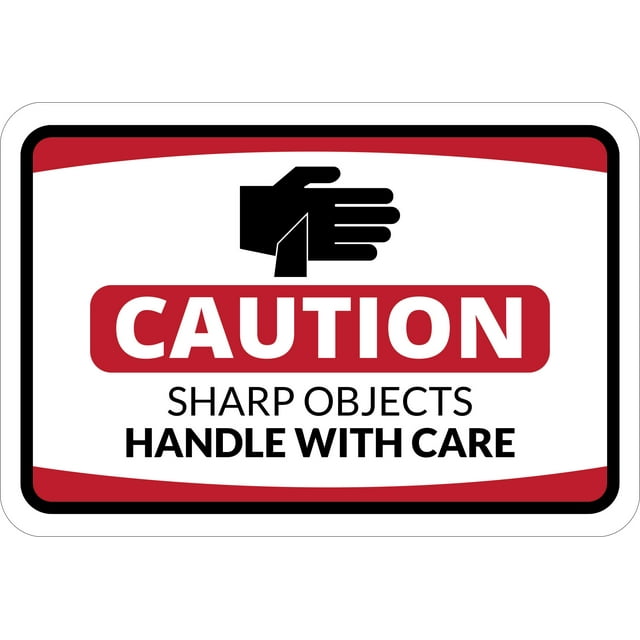 Classic Framed Plus Caution Sharp Objects Handle with Care Door or Wall ...