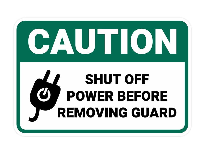 Classic Framed Plus Caution Shut Off Power Before Removing Guard Wall ...