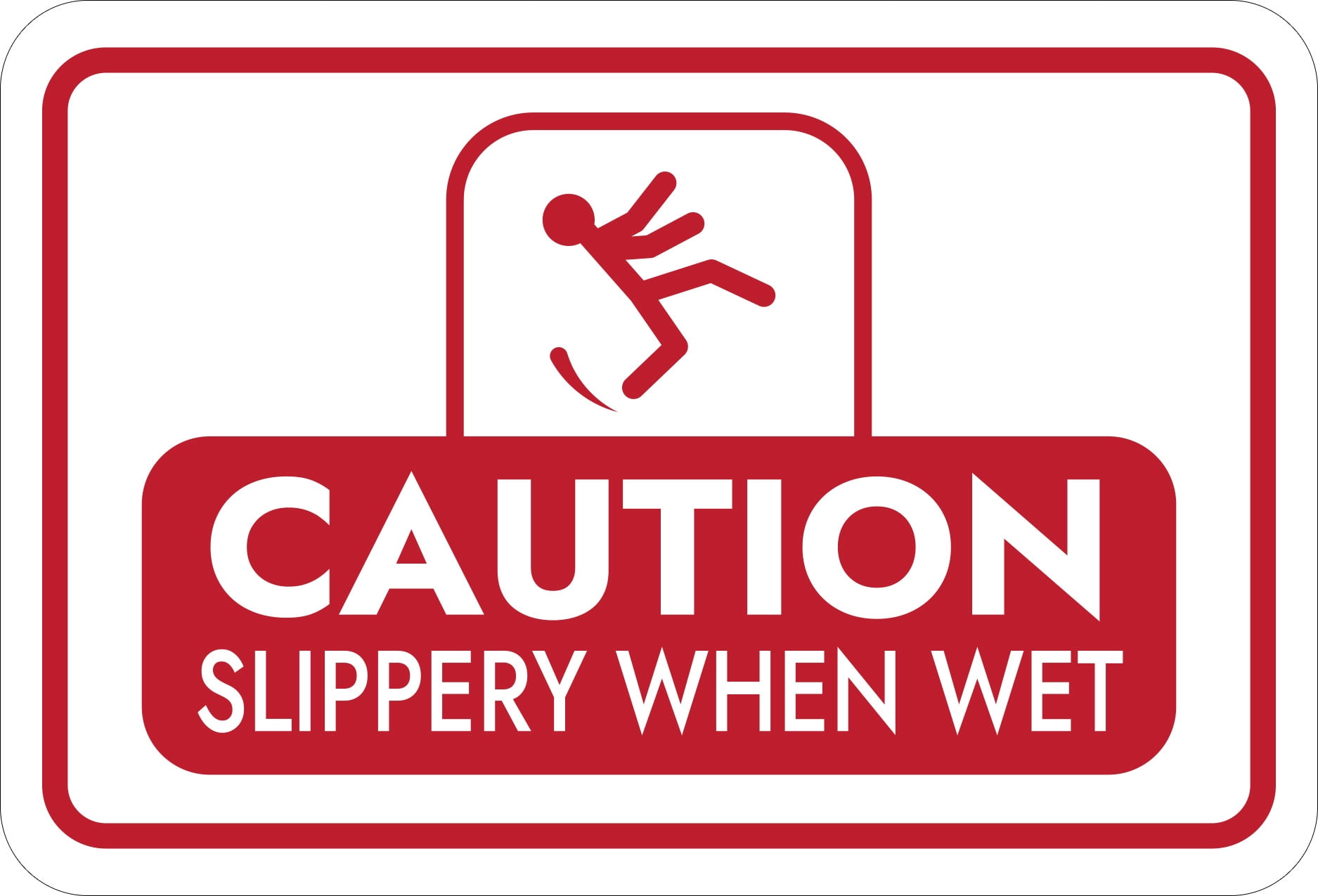 Classic Framed Plus Caution Slippery When Wet Door or Wall Sign ...