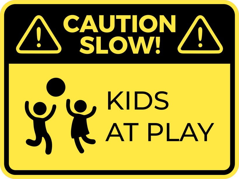 Classic Framed Plus Caution Slow! Kids At Play Wall or Door Sign ...