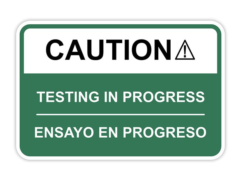 Classic Framed Plus Caution Testing In Progress Wall or Door Sign ...
