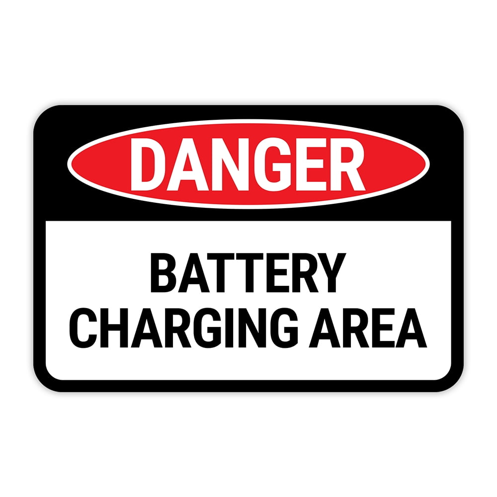 Classic Framed Plus Danger Battery Charging Area Door or Wall Sign ...