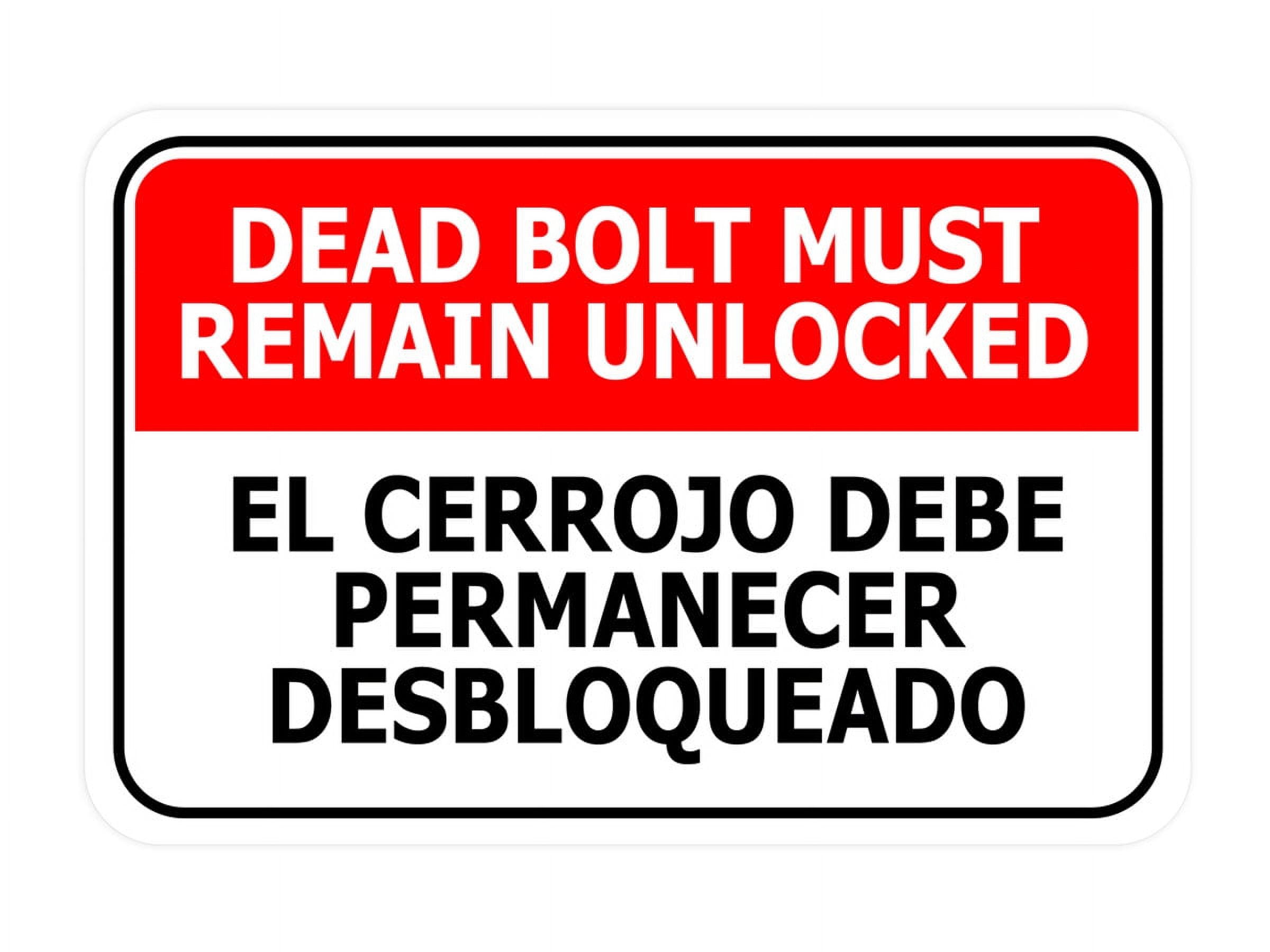 Classic Framed Plus Dead Bolt Must Remain Unlocked / El Cerrojo debe ...