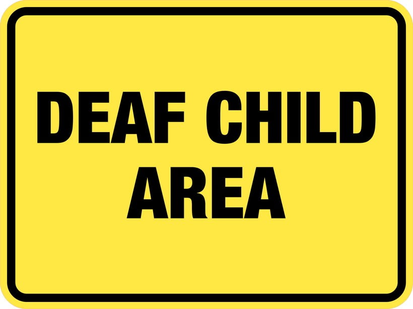 Classic Framed Plus Deaf Child Area Wall or Door Sign Children Safety ...